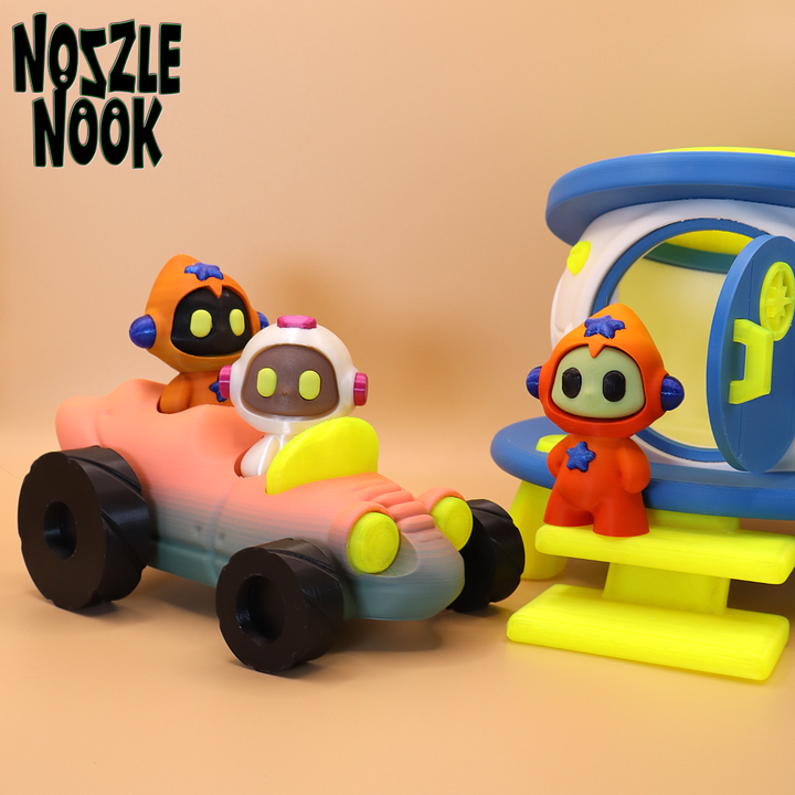 3D Printable Astrobix Mega Set 01 (house, vehicle and characters) by NOZZLE NOOK